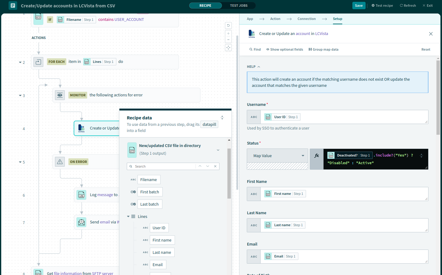 LCvista Connection for CSV files